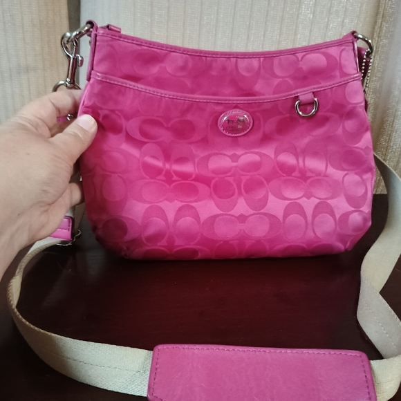 Coach | Bags | Coach Pink Nylon Crossbody Bag | Poshmark